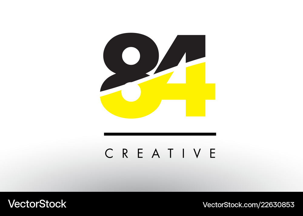 84 black and yellow number logo design Royalty Free Vector