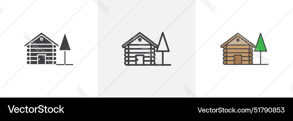 Cabin line icon set Royalty Free Vector Image - VectorStock