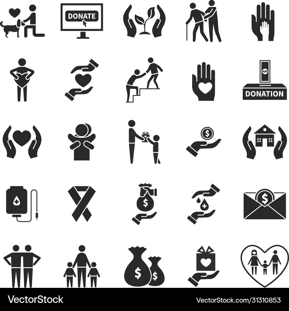 Charity & Volunteer Icons Royalty Free Vector Image