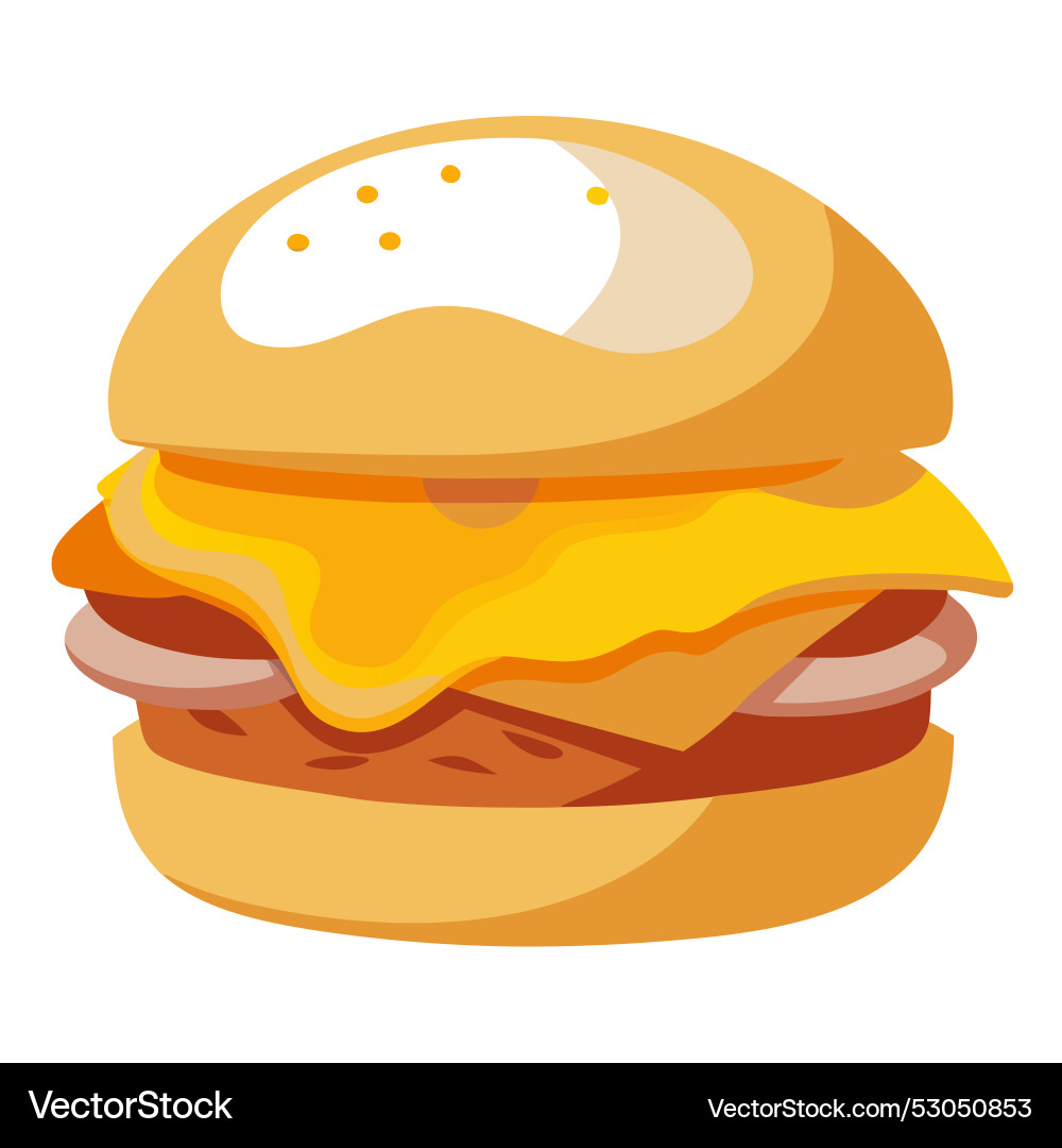 Delicious breakfast sandwich with egg bacon Vector Image
