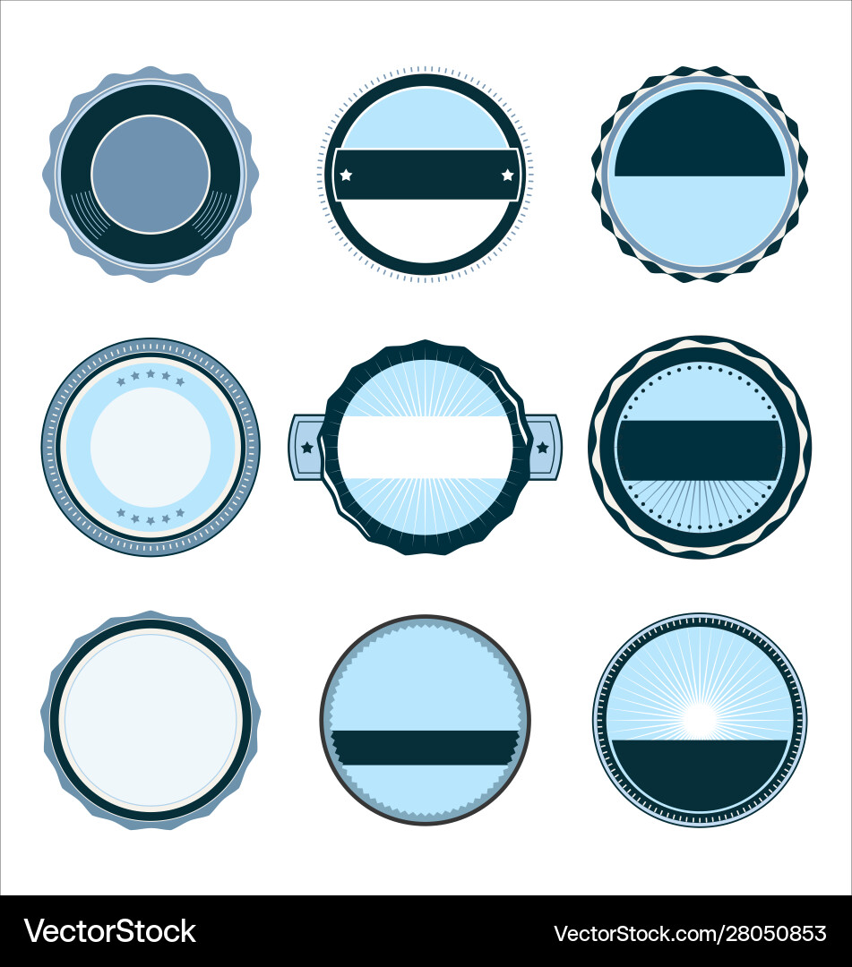 Empty blue badges collection Royalty Free Vector Image