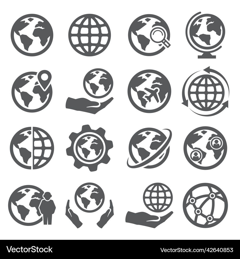 Global Globe Icon Set Royalty Free Vector Image