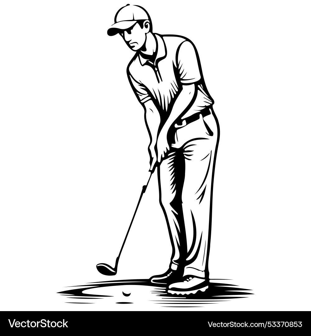Golf ink hand drawn line transparent background Vector Image