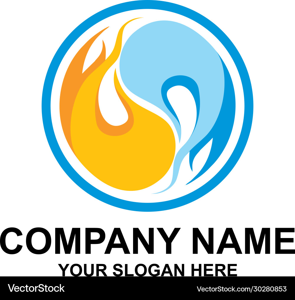 Hot And Cold Symbol With Roofing Logo Image Vector Image