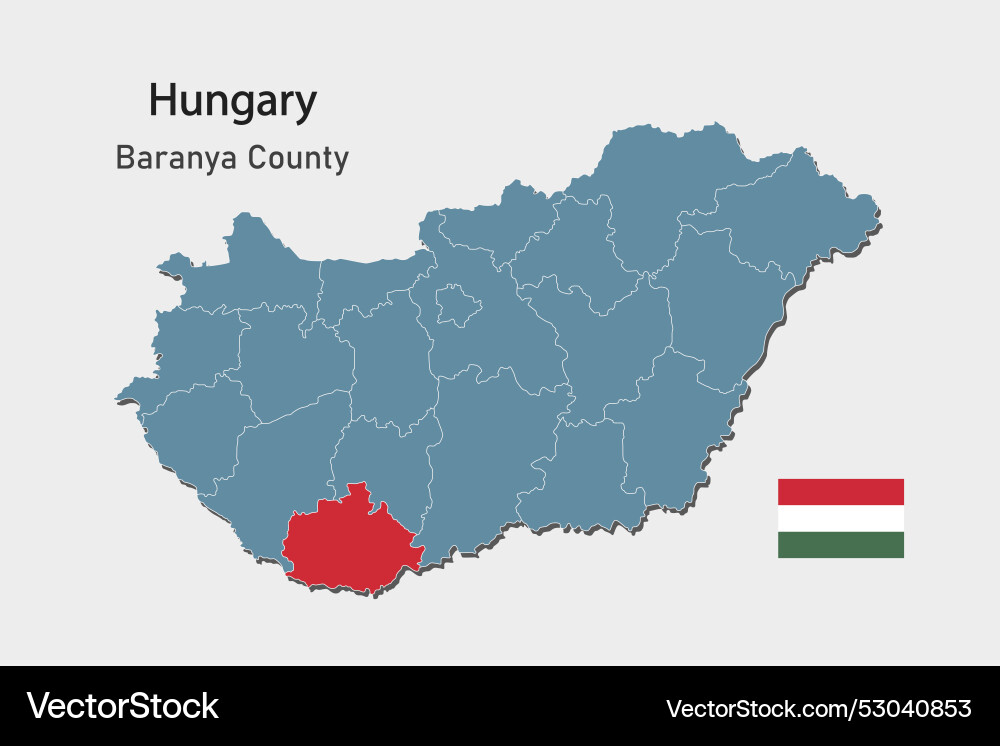 Map hungary county baranya Royalty Free Vector Image
