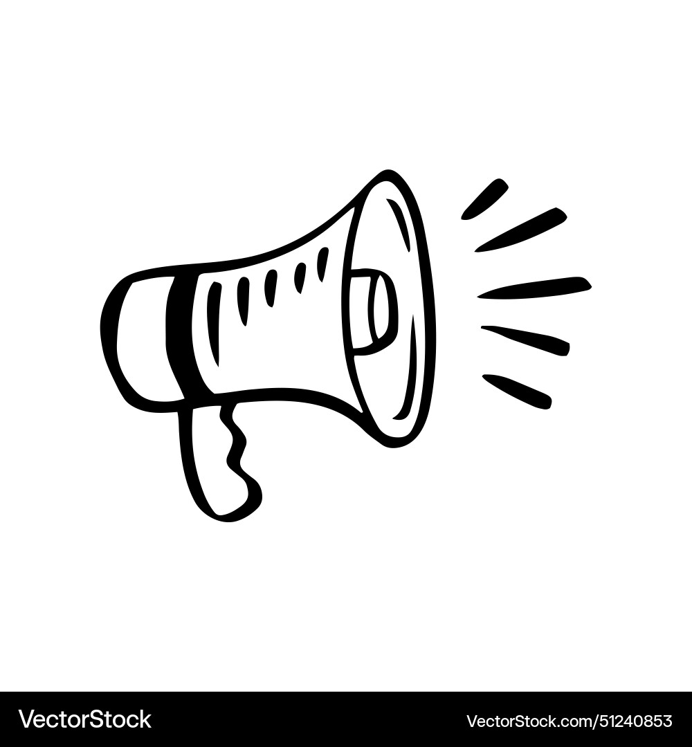 Megaphone hand drawn line doodle loudspeaker icon Vector Image
