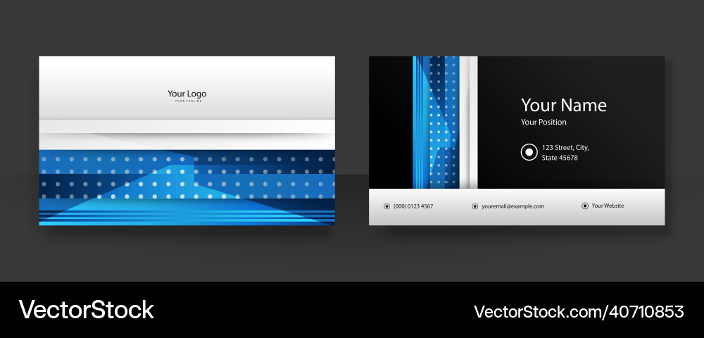 Modern blue business card design template Vector Image