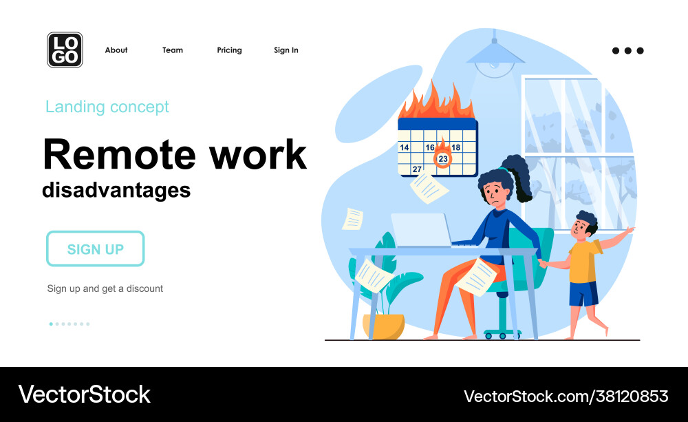 Remote work disadvantages web concept Royalty Free Vector