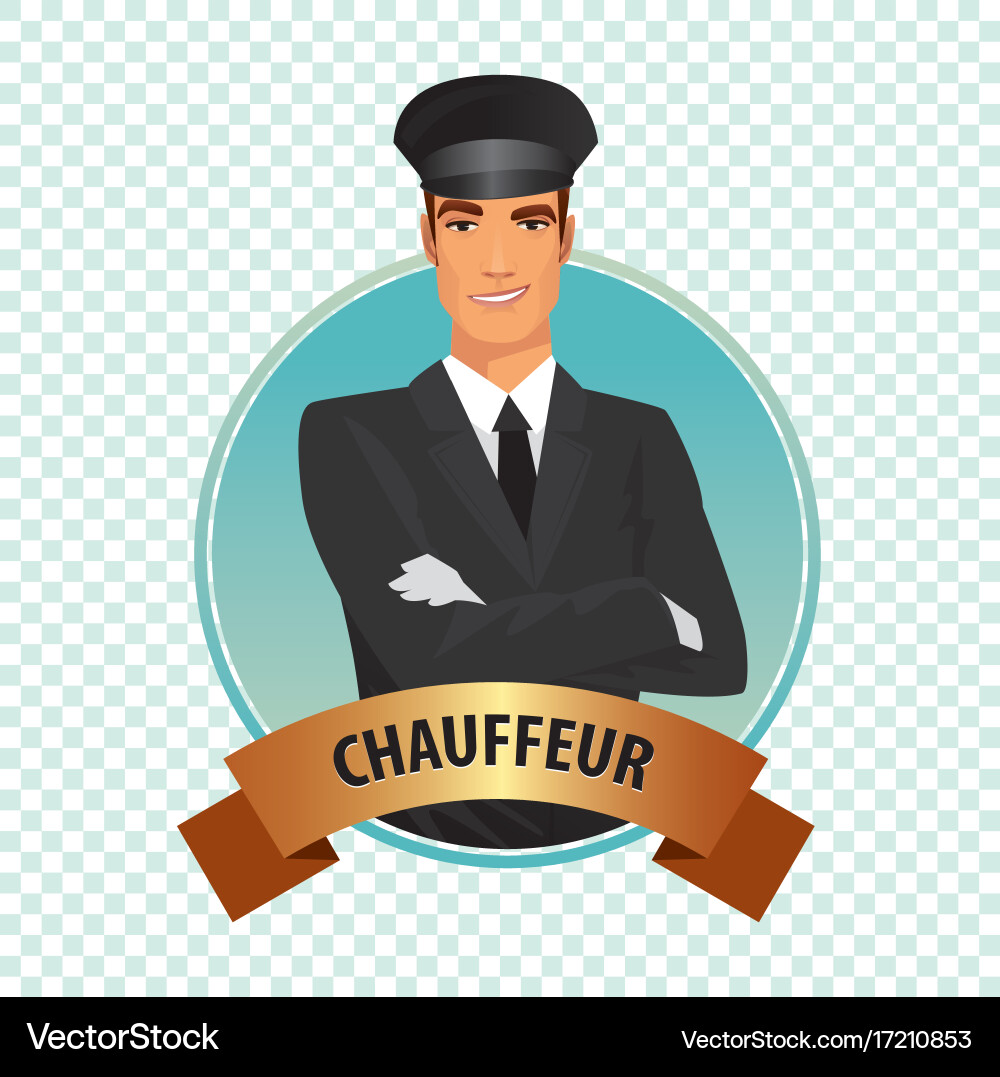 Round icon on white background with chauffeur Vector Image
