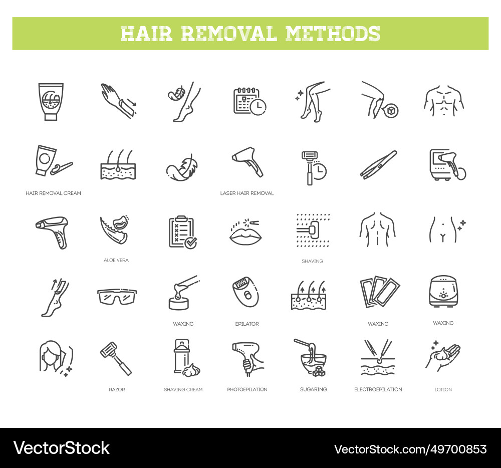 Smooth skin body face hair removal methods Vector Image