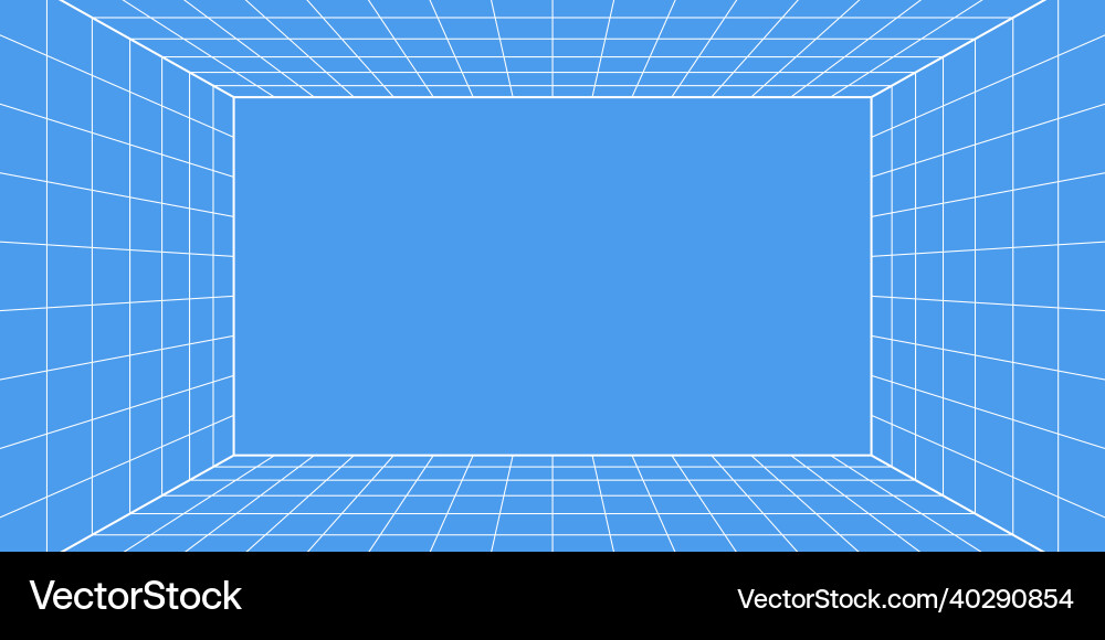 3d wireframe grid room perspective laser Vector Image