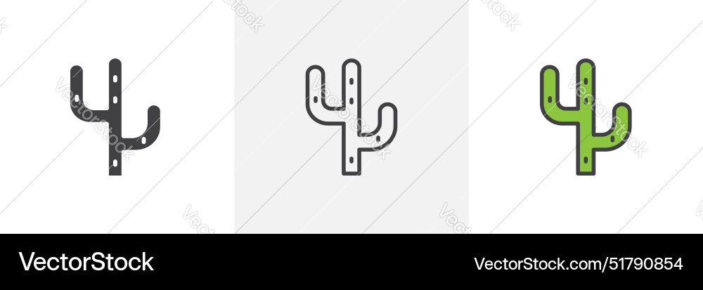 Cactus line icon set Royalty Free Vector Image
