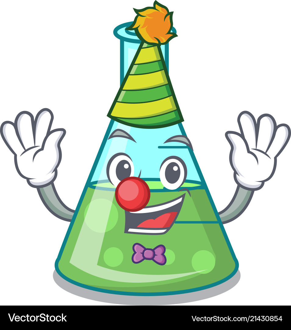 Clown science beaker mascot cartoon Royalty Free Vector