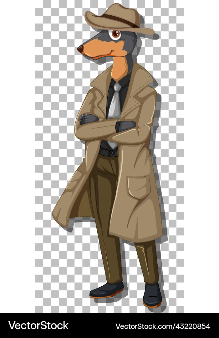 Detective dog cartoon character Royalty Free Vector Image