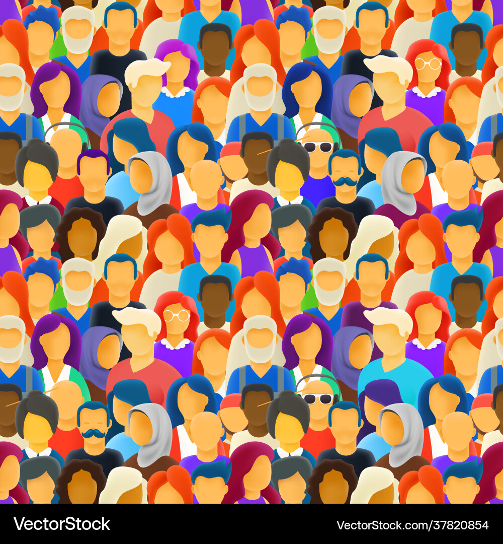 Diverse Crowd Pattern Royalty Free Vector Image