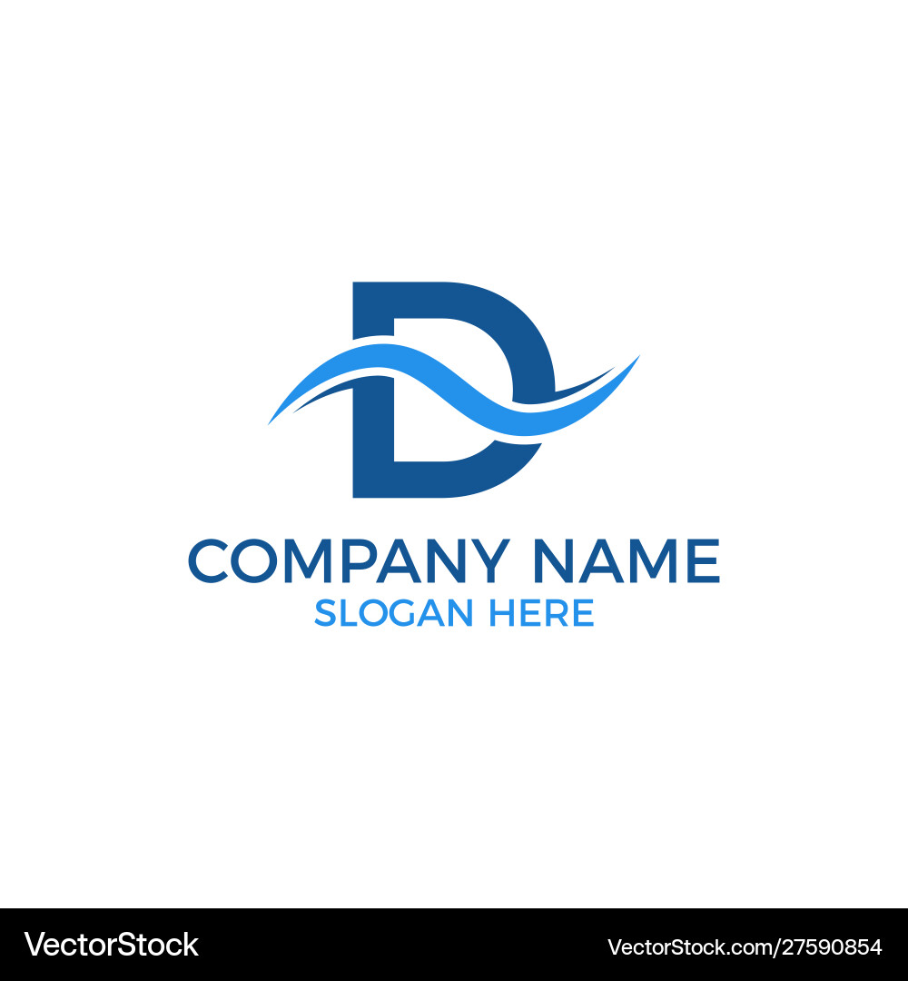 Letter D Wave Logo - Ocean & Surf Royalty Free Vector