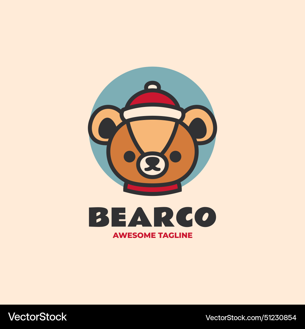 Logo bear mascot cartoon style Royalty Free Vector Image