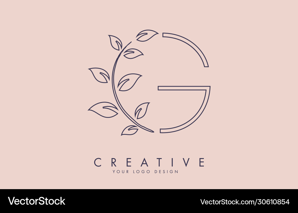 Outline leaf letter g logo design with leaves Vector Image