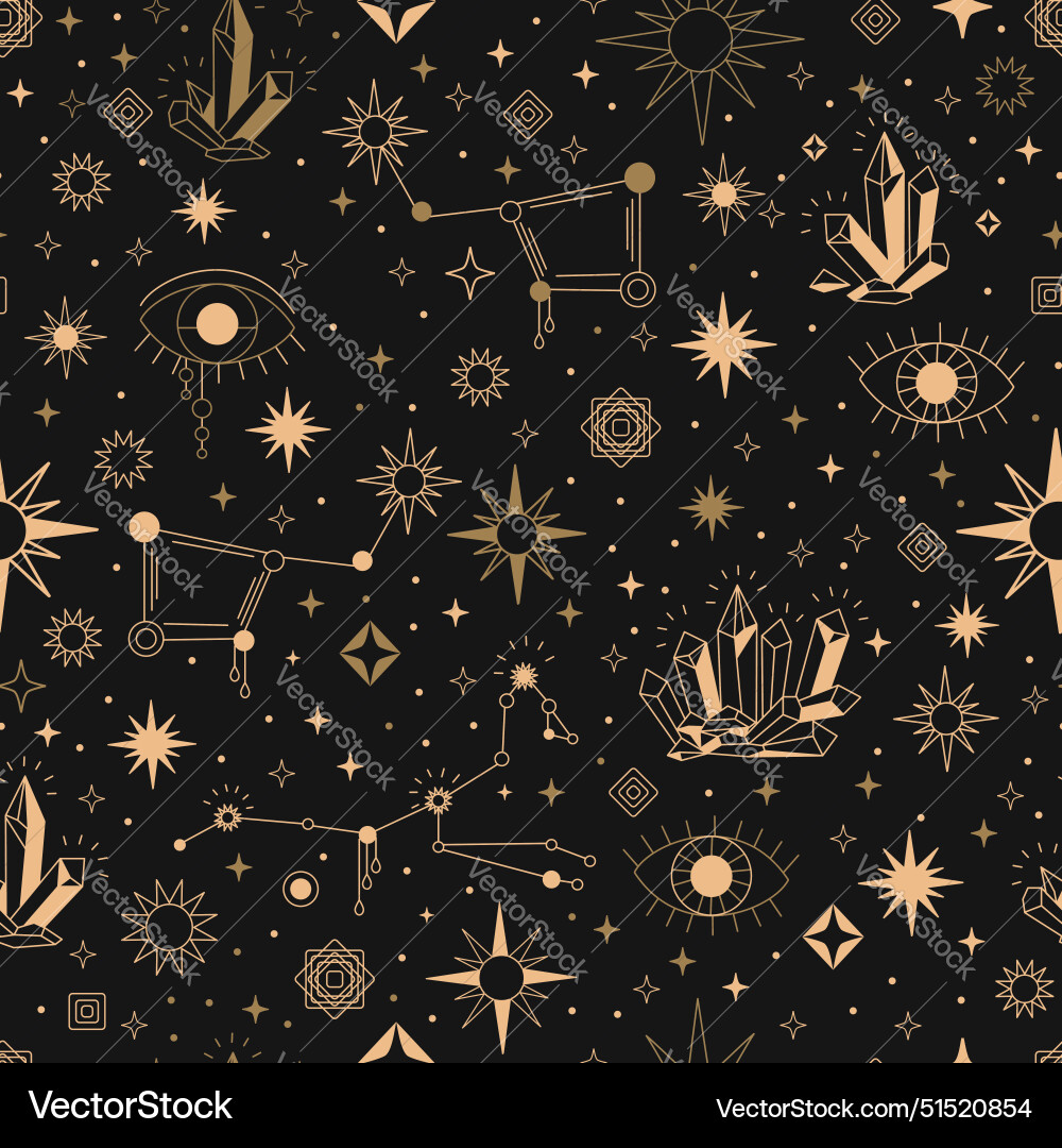 Star constellations mystic seamless pattern Vector Image