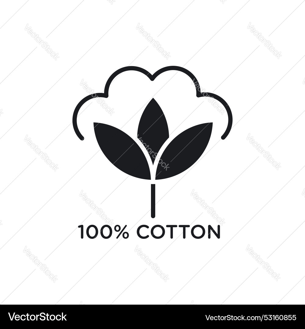 100 cotton icon symbol on white background Vector Image