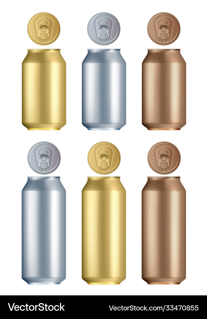 Aluminium can set Royalty Free Vector Image - VectorStock