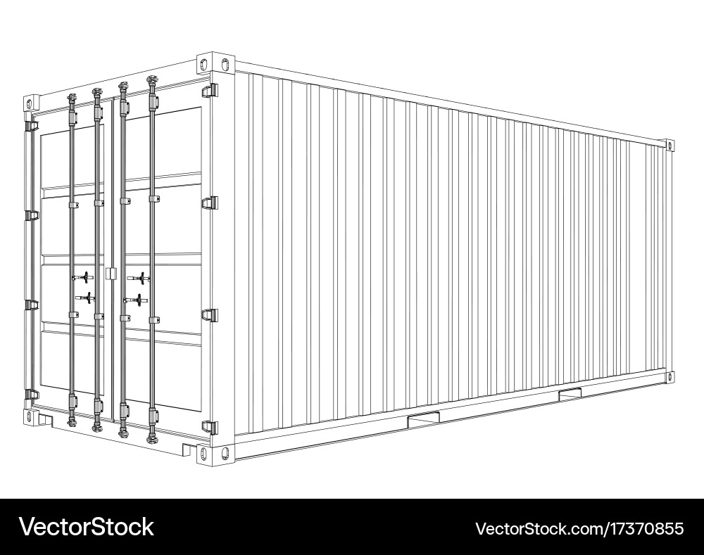 Cargo Container Wireframe Royalty Free Vector Image
