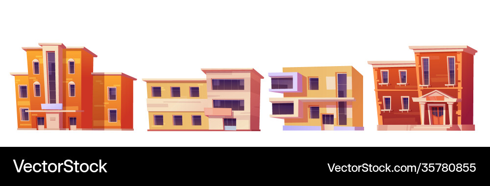 Cartoon set city buildings Royalty Free Vector Image