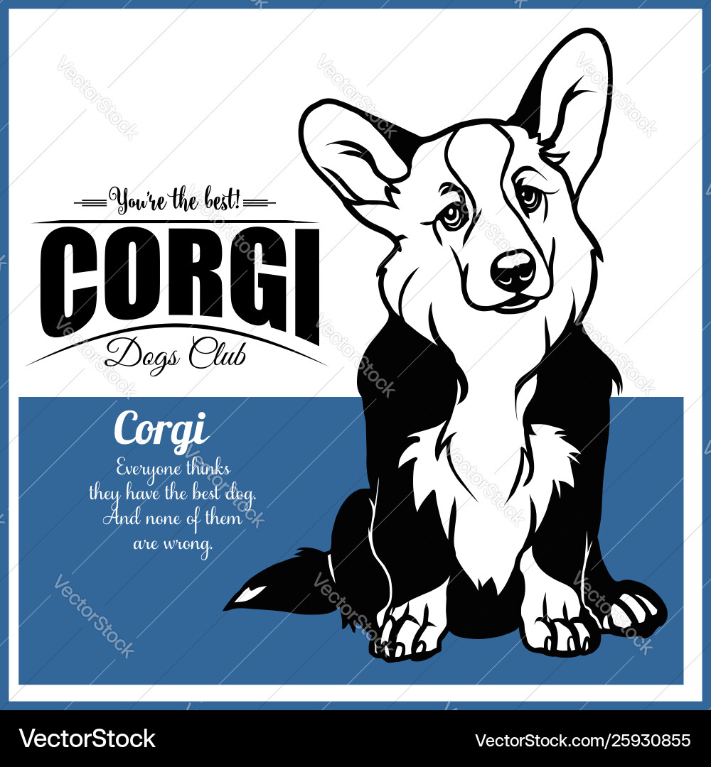 Corgi - for t-shirt logo Royalty Free Vector Image