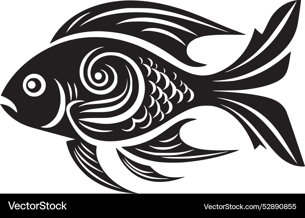 Fish - black and white Royalty Free Vector Image