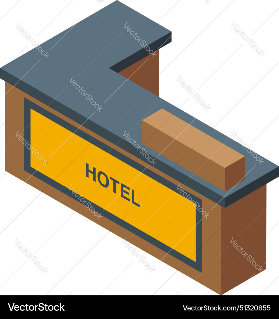 Isometric hotel reception desk icon Royalty Free Vector