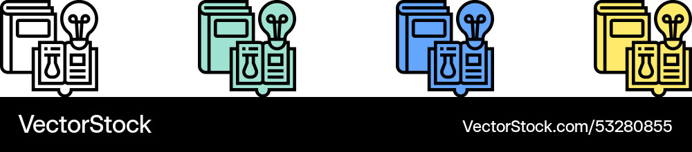 Knowledge icon outline green blue and yellow Vector Image