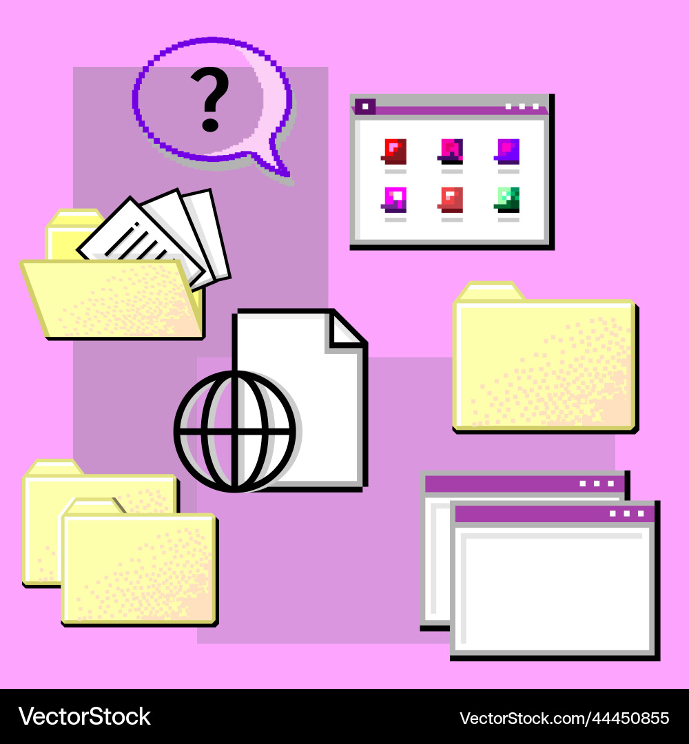 Old computer ui symbols retro digital icons Vector Image Old computer ui symbols retro digital icons Vector Image
