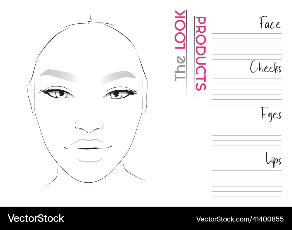 Realistic makeup artist face chart blank template Vector Image