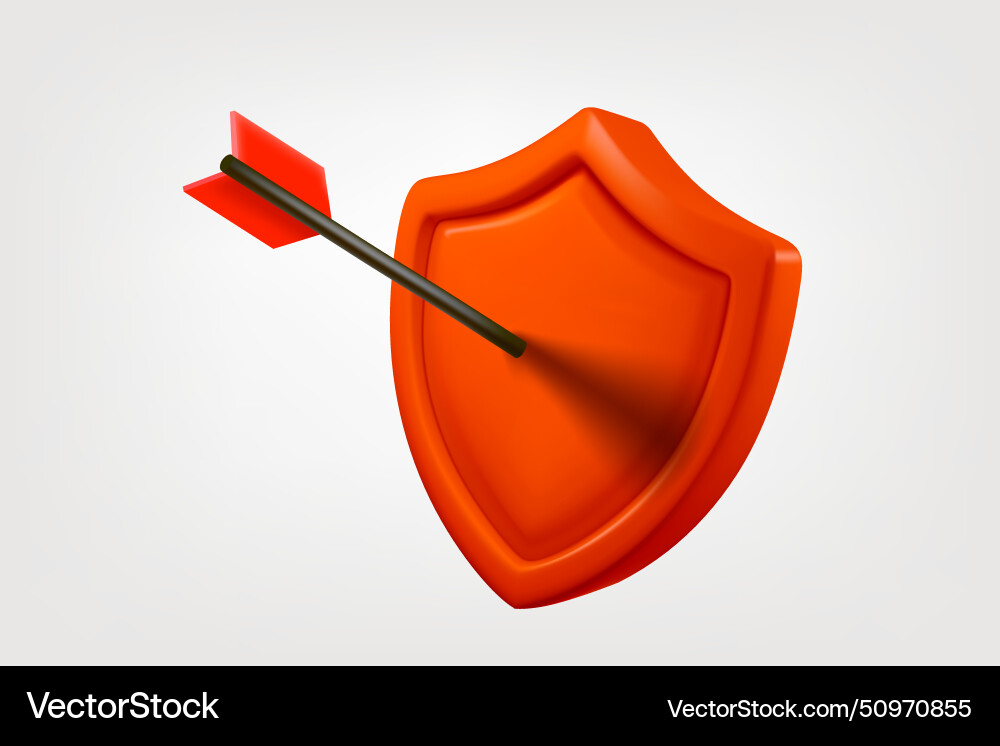 Red shield with arrow isolated on white Royalty Free Vector