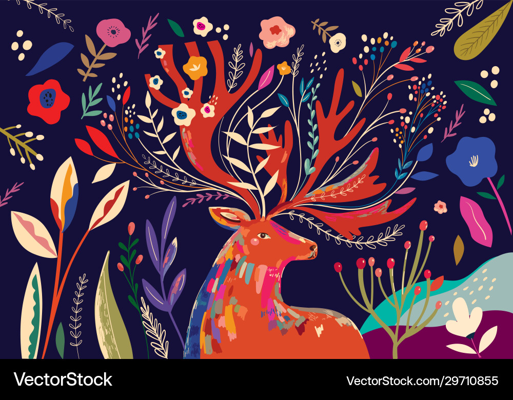 Spring deer Royalty Free Vector Image - VectorStock