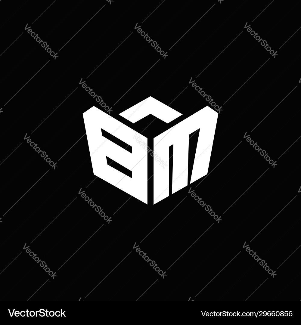 Bm logo monogram with emblem style ribbon design Vector Image