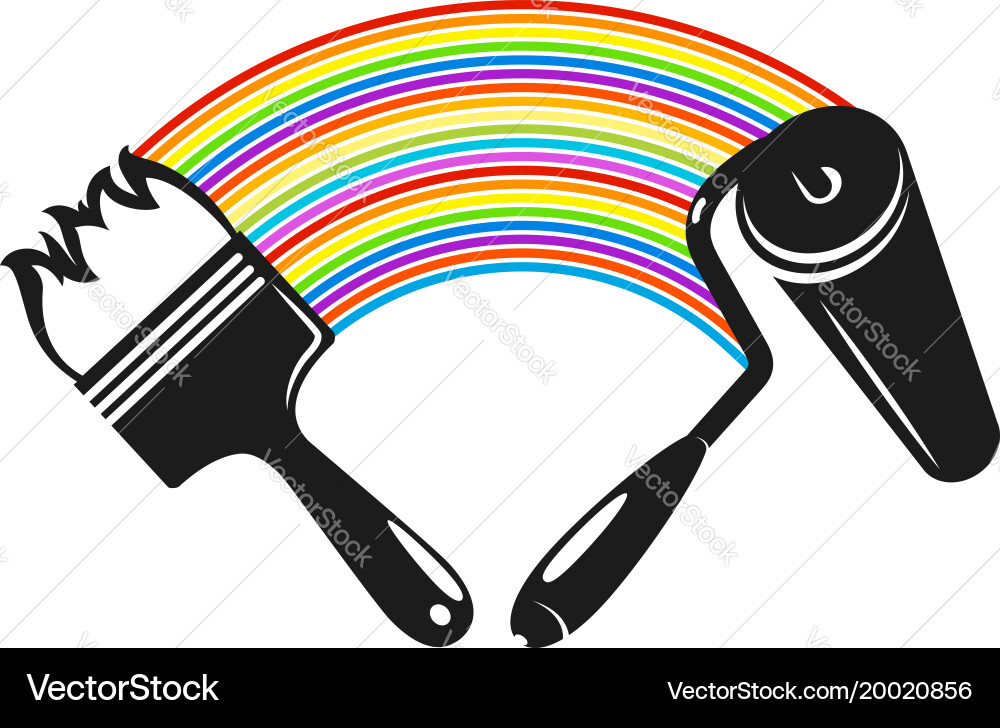 Brush and roller with paint Royalty Free Vector Image