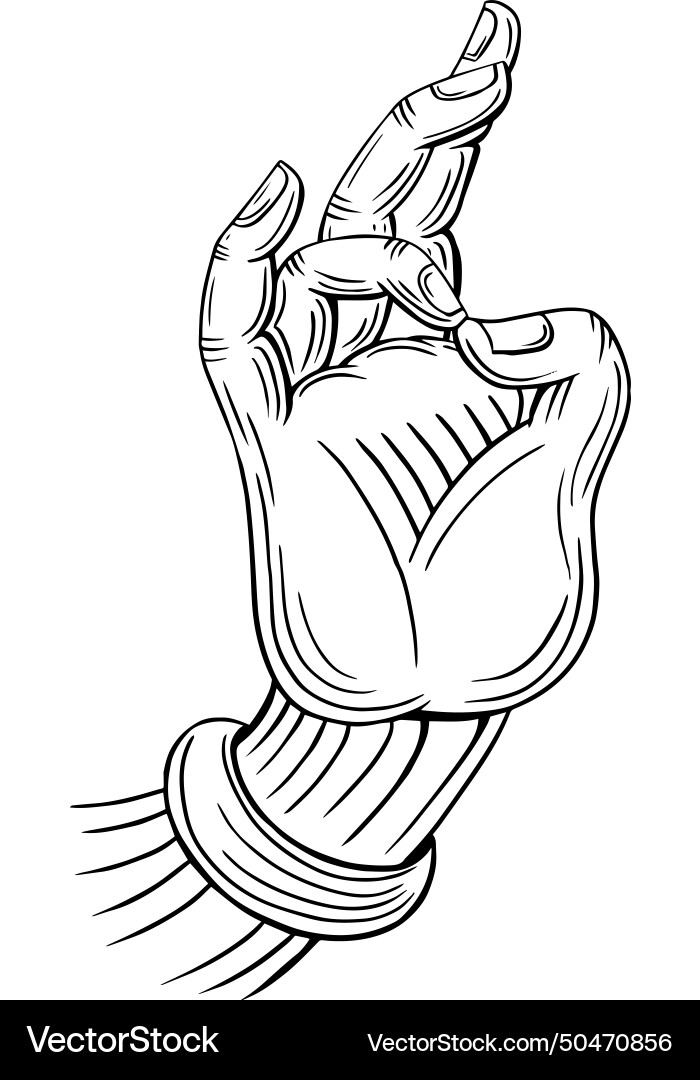 Buddha hand meditation gesture drawn Royalty Free Vector