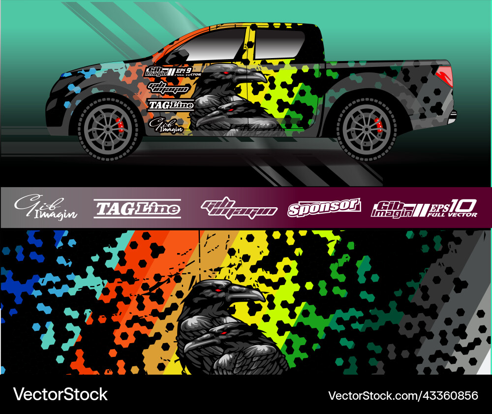 Car wrap graphic racing abstract background Vector Image