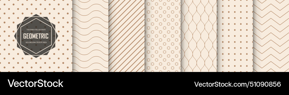 Collection of seamless geometric beige patterns Vector Image