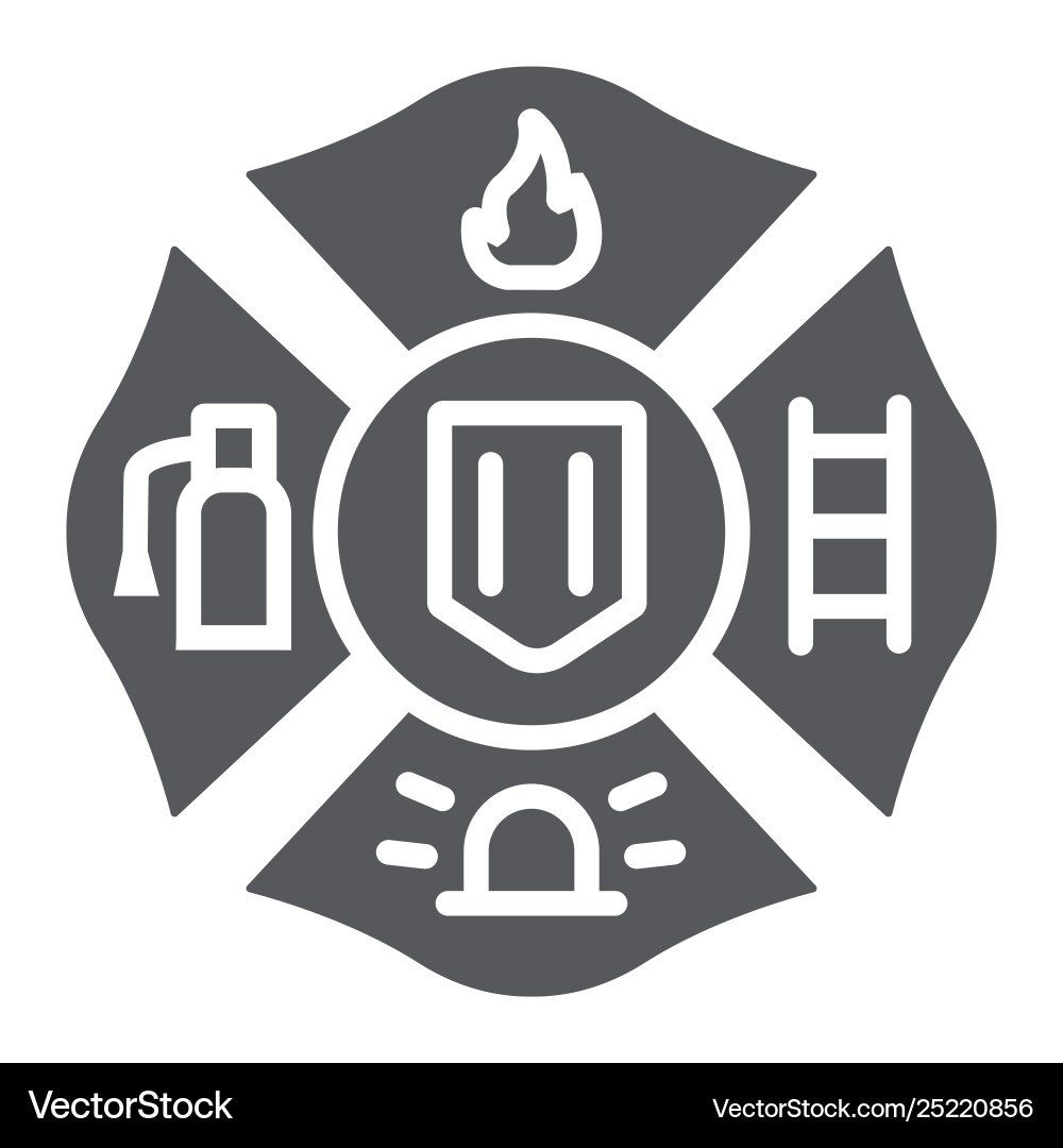 Fire emblem glyph icon symbol and firefighter Vector Image