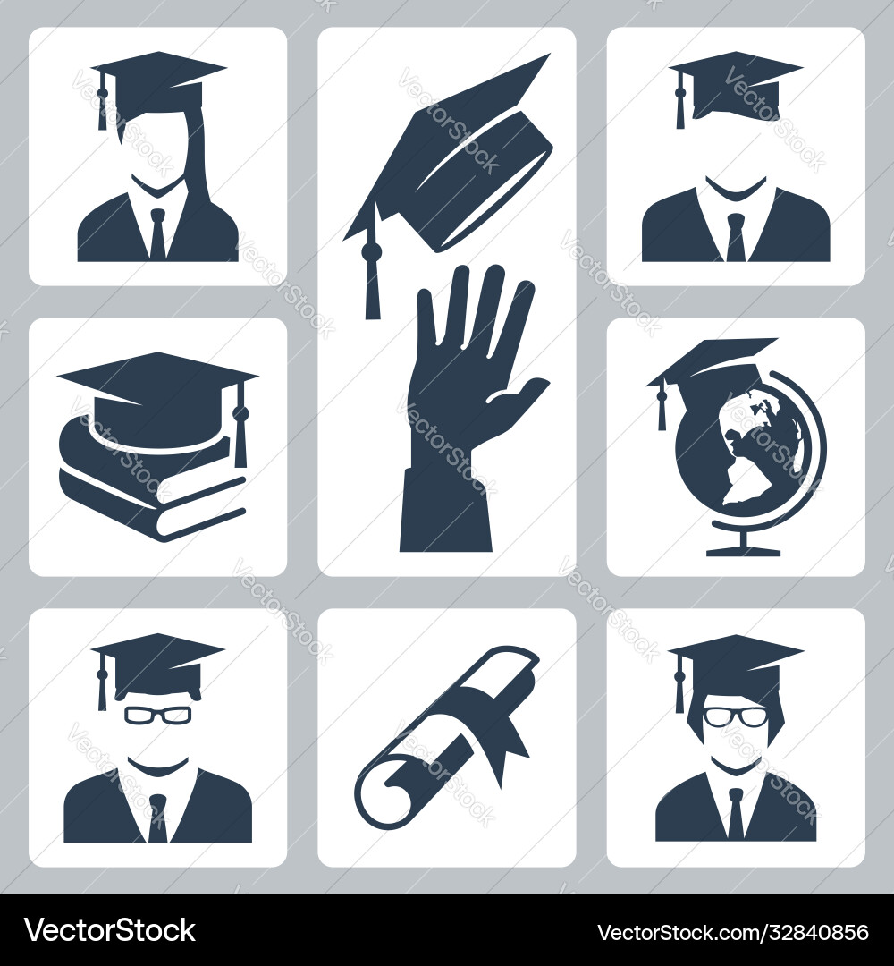 Graduation related icon set Royalty Free Vector Image