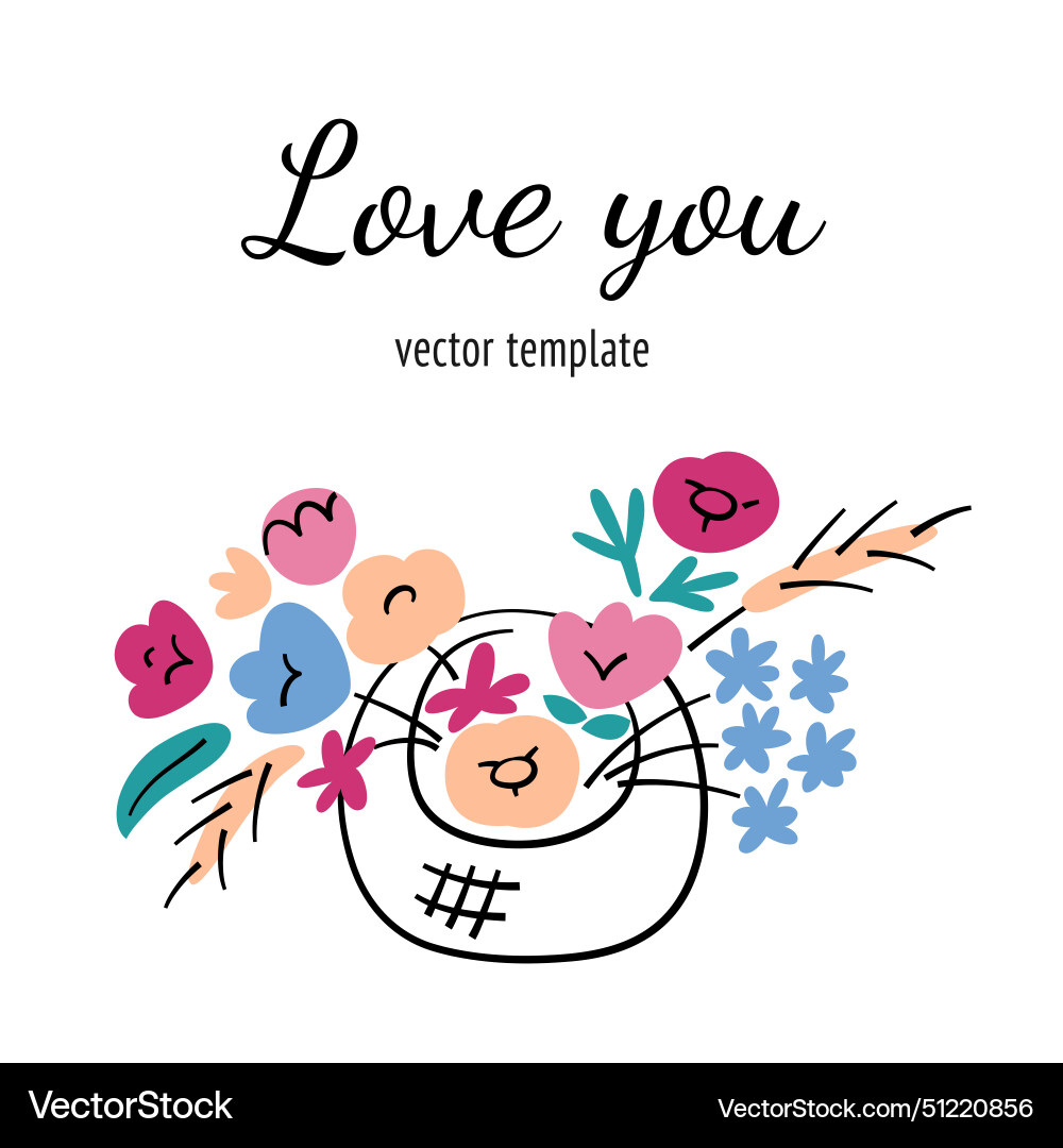 Greeting card with flowers composition square Vector Image