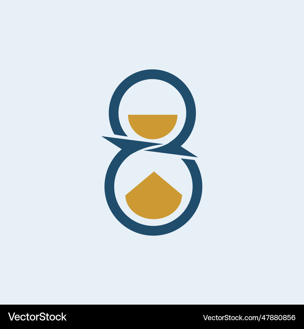 Hourglass with number 8 and infinity symbol logo Vector Image