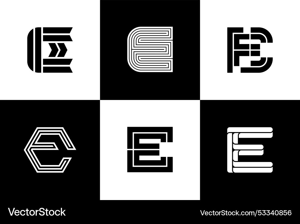 Letter e fonts and logo design Royalty Free Vector Image