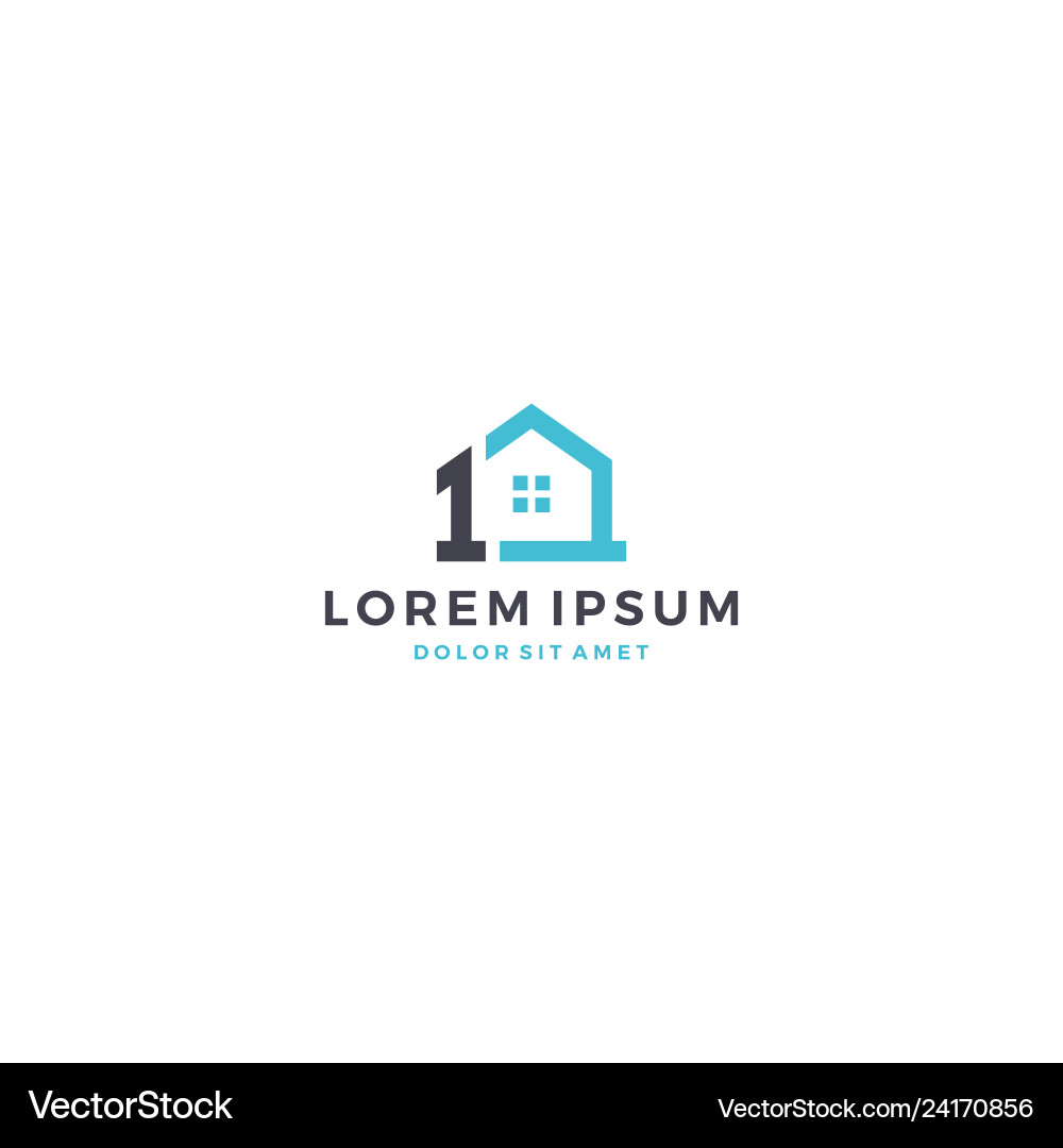 One stop home house number logo Royalty Free Vector Image