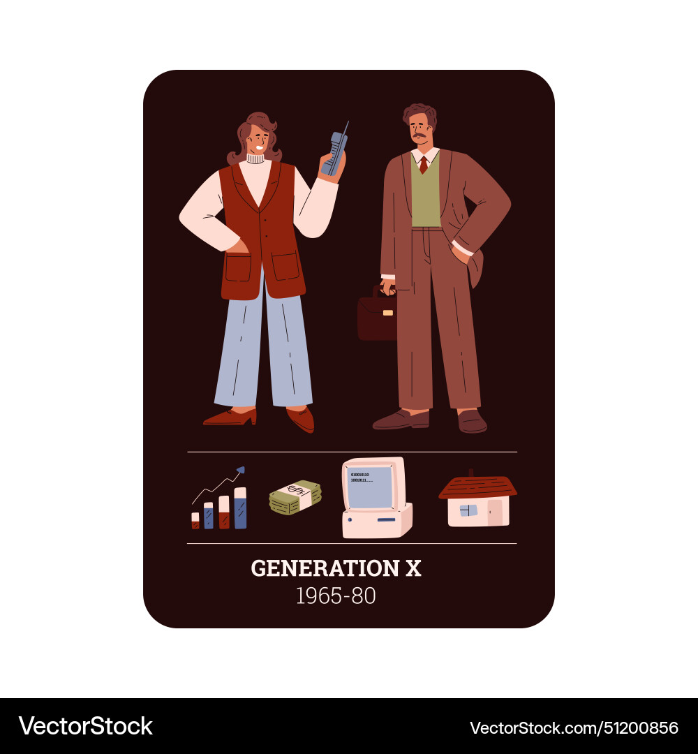 People generation x 1965-80 social development Vector Image