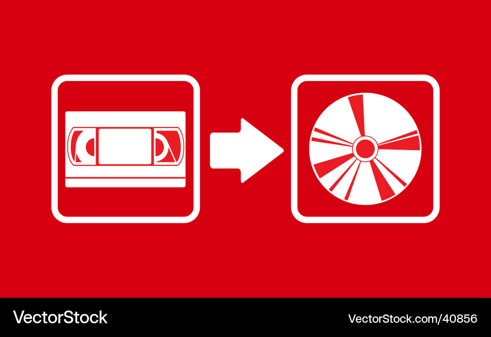 Vhs to cd transfer symbol Royalty Free Vector Image