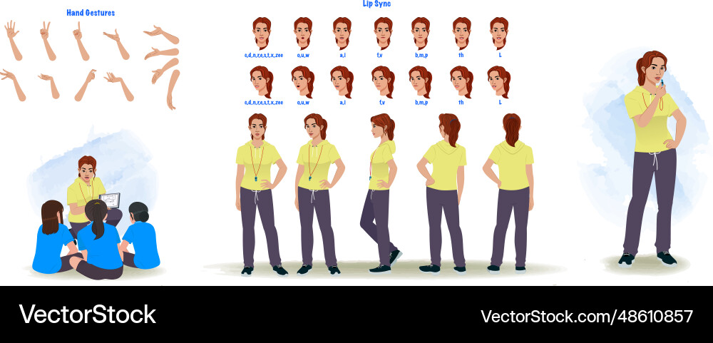 A female trainer pt teacher model sheet creation – Royalty-Free Vector ...