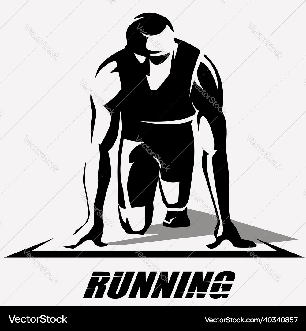 Competition sprinter athlete at start stylized Vector Image